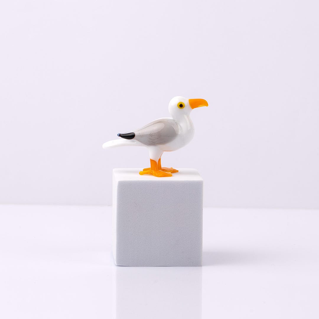 Miniature Seagull Glass Figurine, Nature Inspired Bird Decor, Lampwork ...
