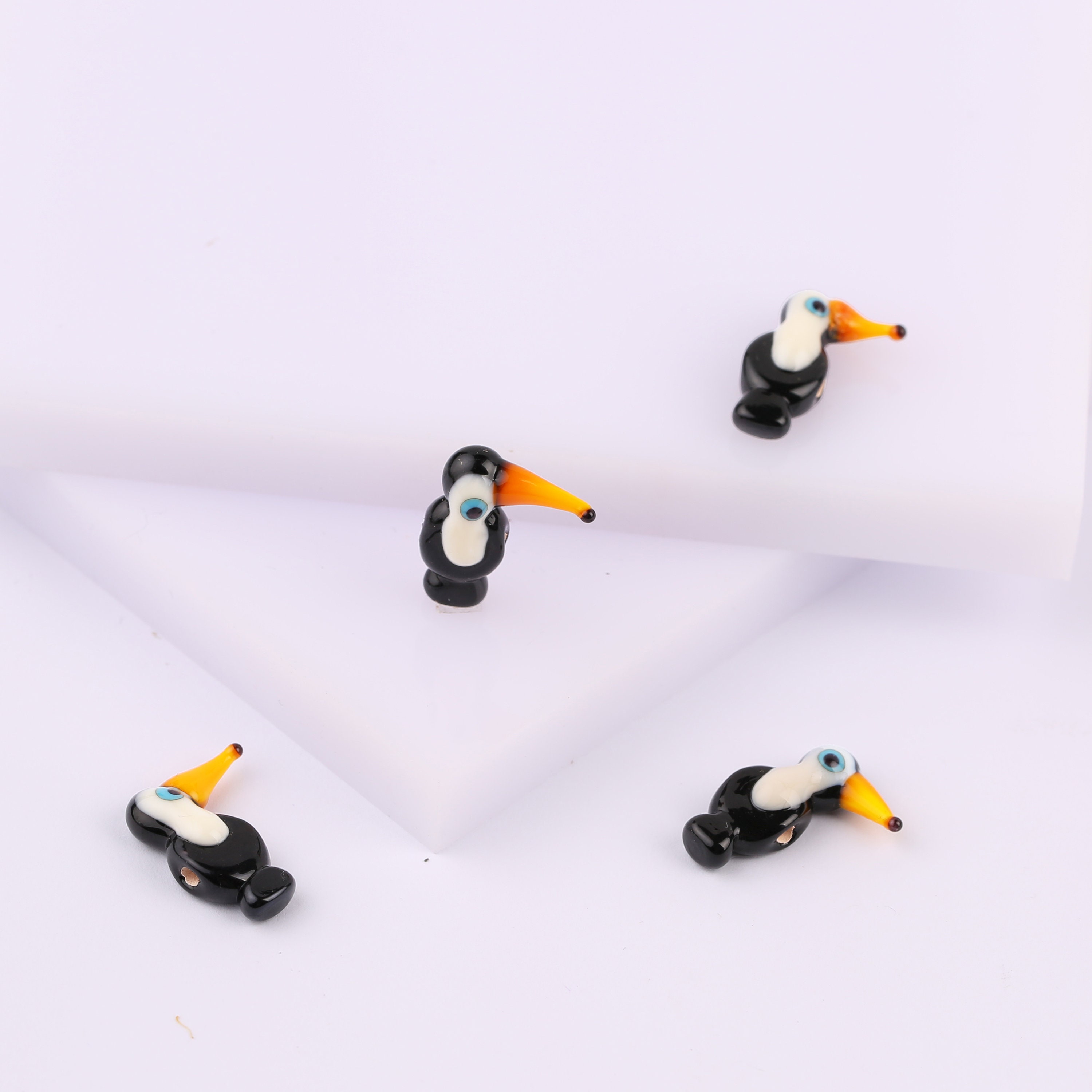 Murano Glass Toucan Bird Bead, Lampwork Earring Bead, Spacer Bead ...