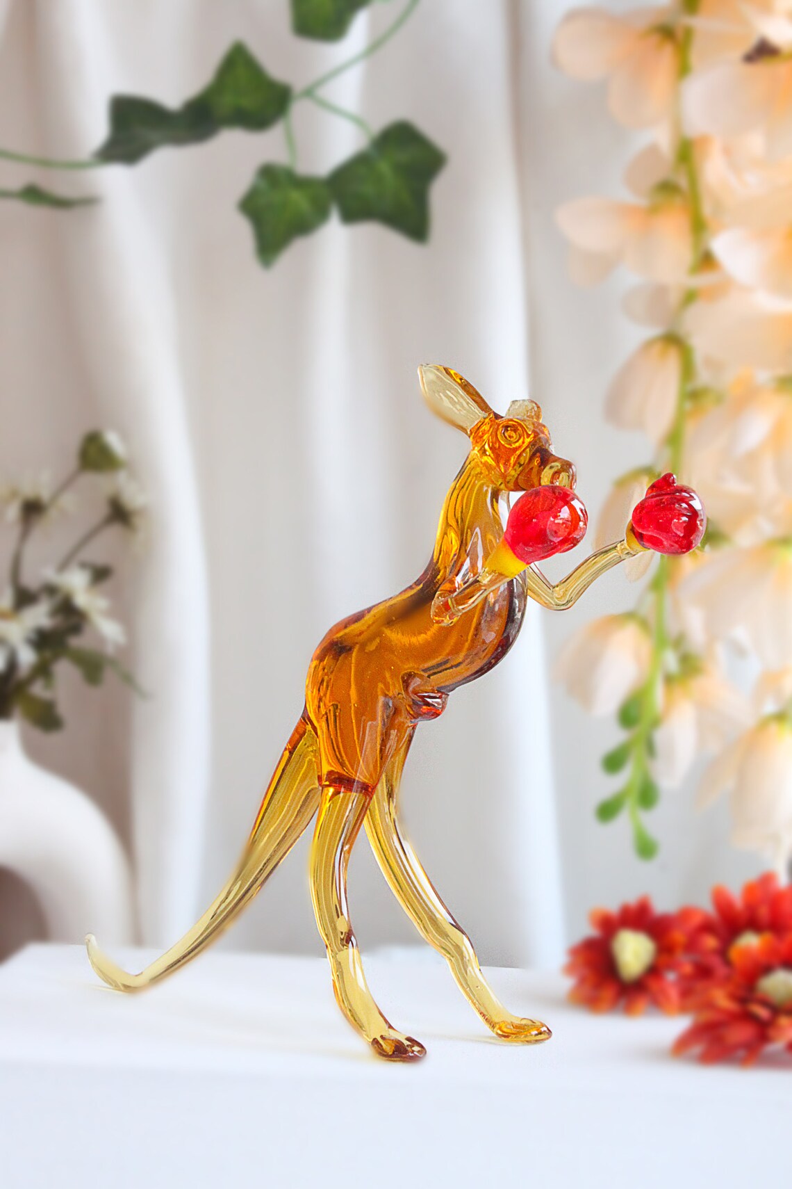 Kangaroo Glass Sculpture Blown Glass Animal Boxing Kangaroo - Etsy