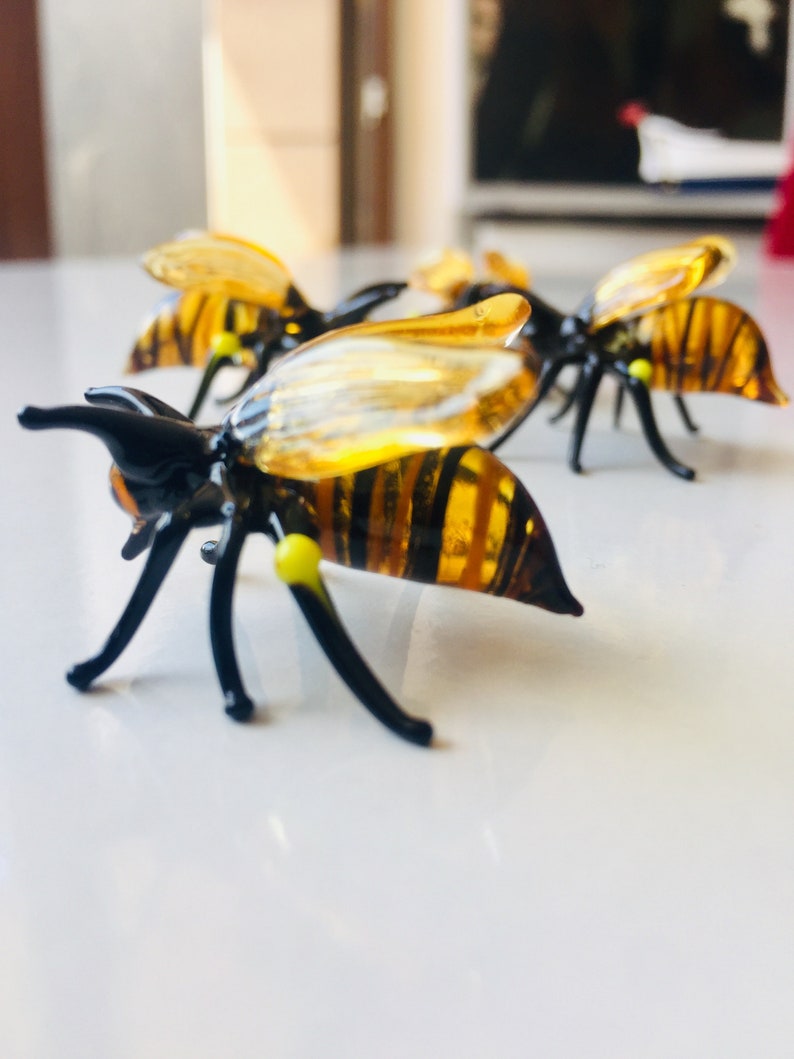 Blown Glass Bee Figurines Murano Glass Honey Bee - Etsy