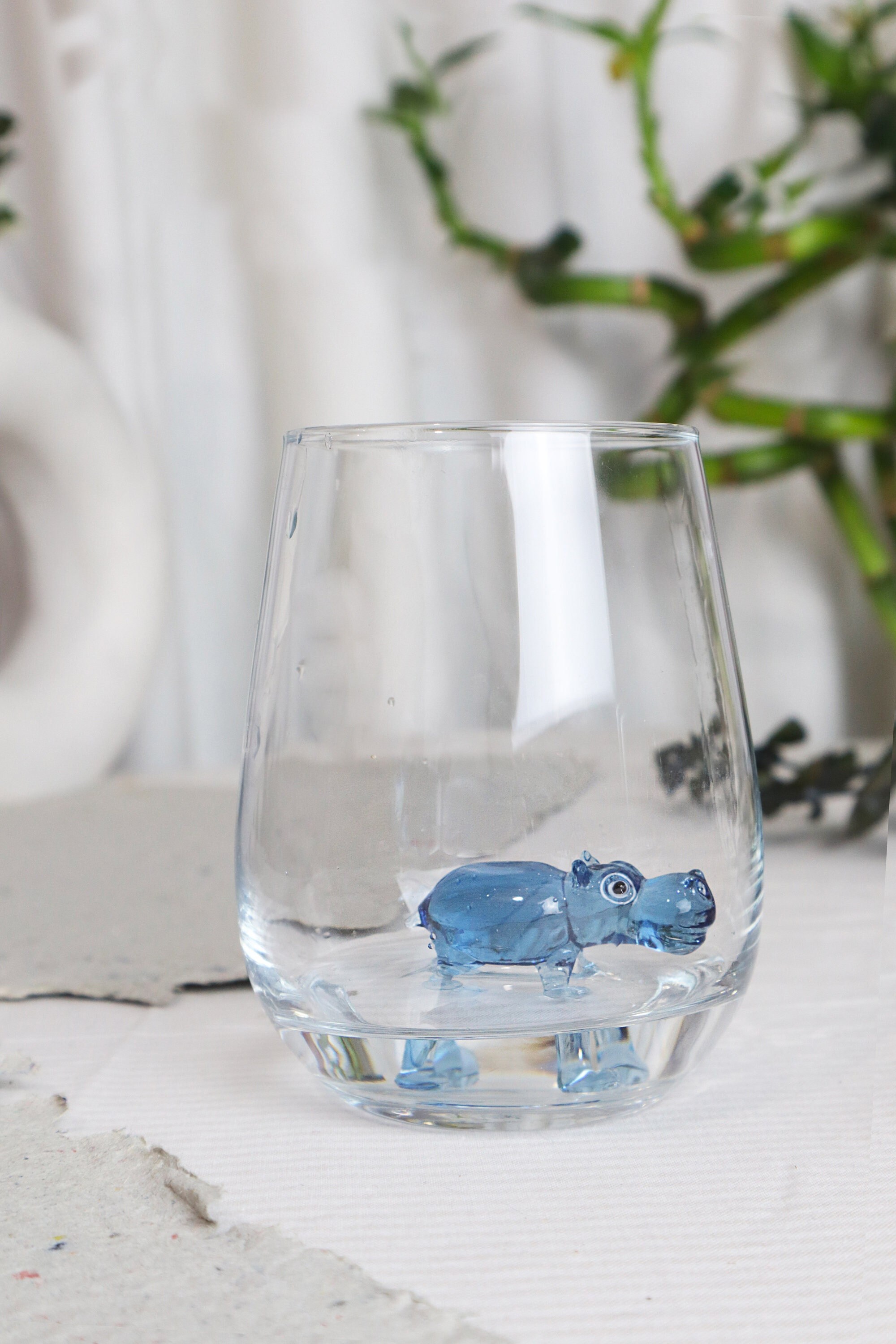 Drinking Glass With Hippo Figure Funny Stemless Wine Glass - Etsy
