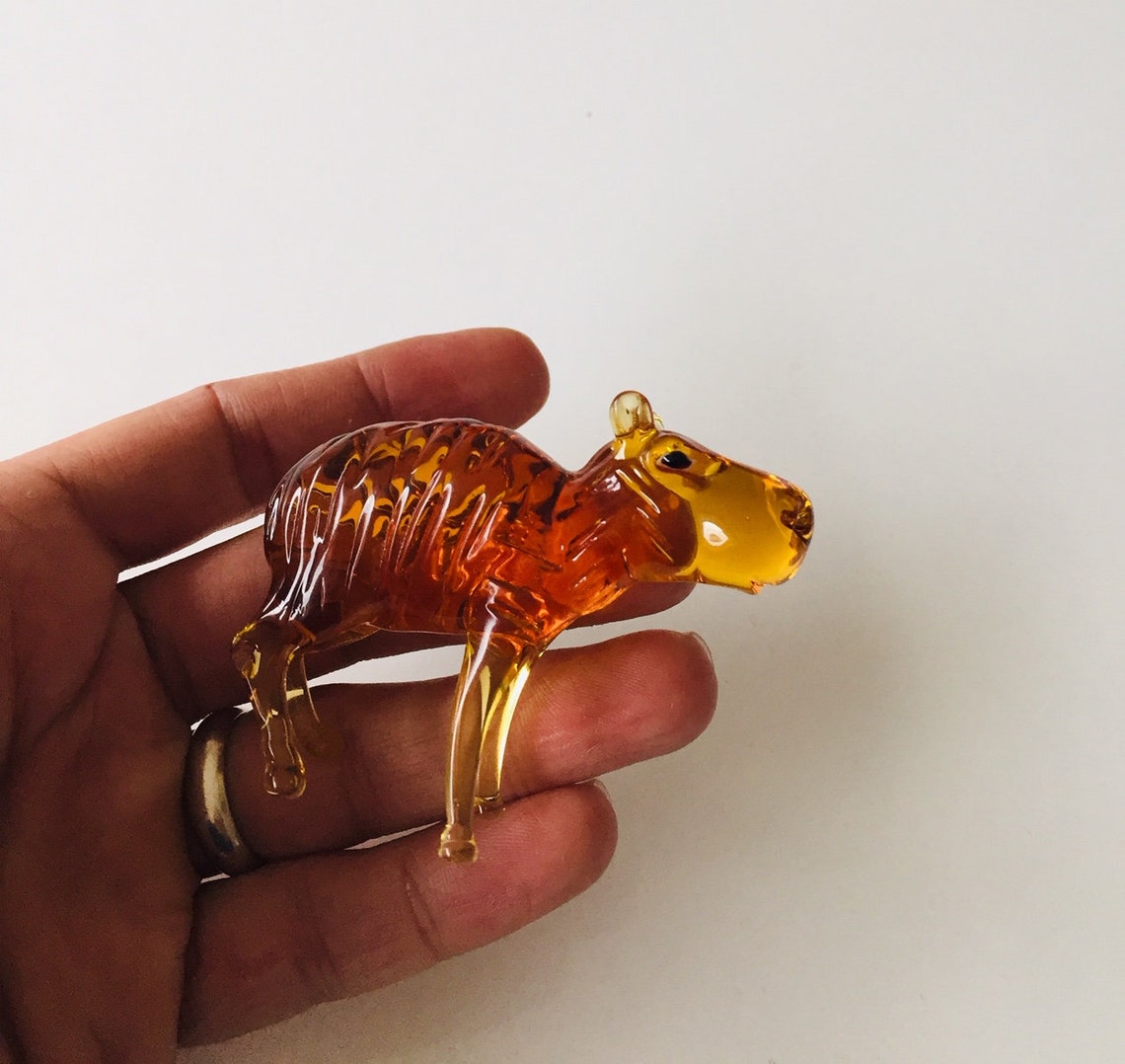 Capybara Glass Figurine, Cute Rodent Animal, Murano Glass, Blown Glass ...