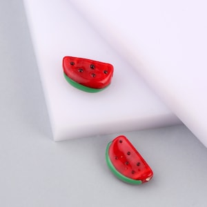Murano Glass Watermelon Bead, Watermelon Charm, Lampwork Fruit Spacer ...