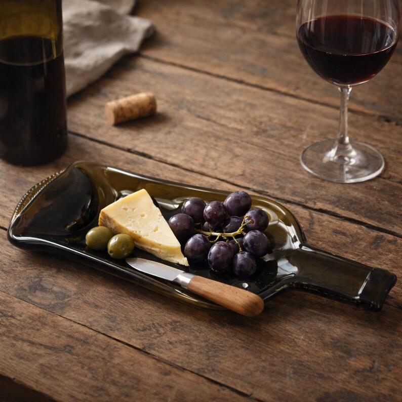 Handmade Fused Glass, Melted Wine Bottle, Spoon Rest, Cheese Tray ...
