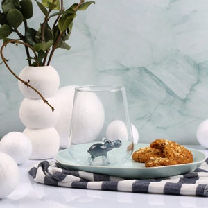 Drinking Glass With Hippo Figure, Funny Stemless Wine Glass, Water Cup ...