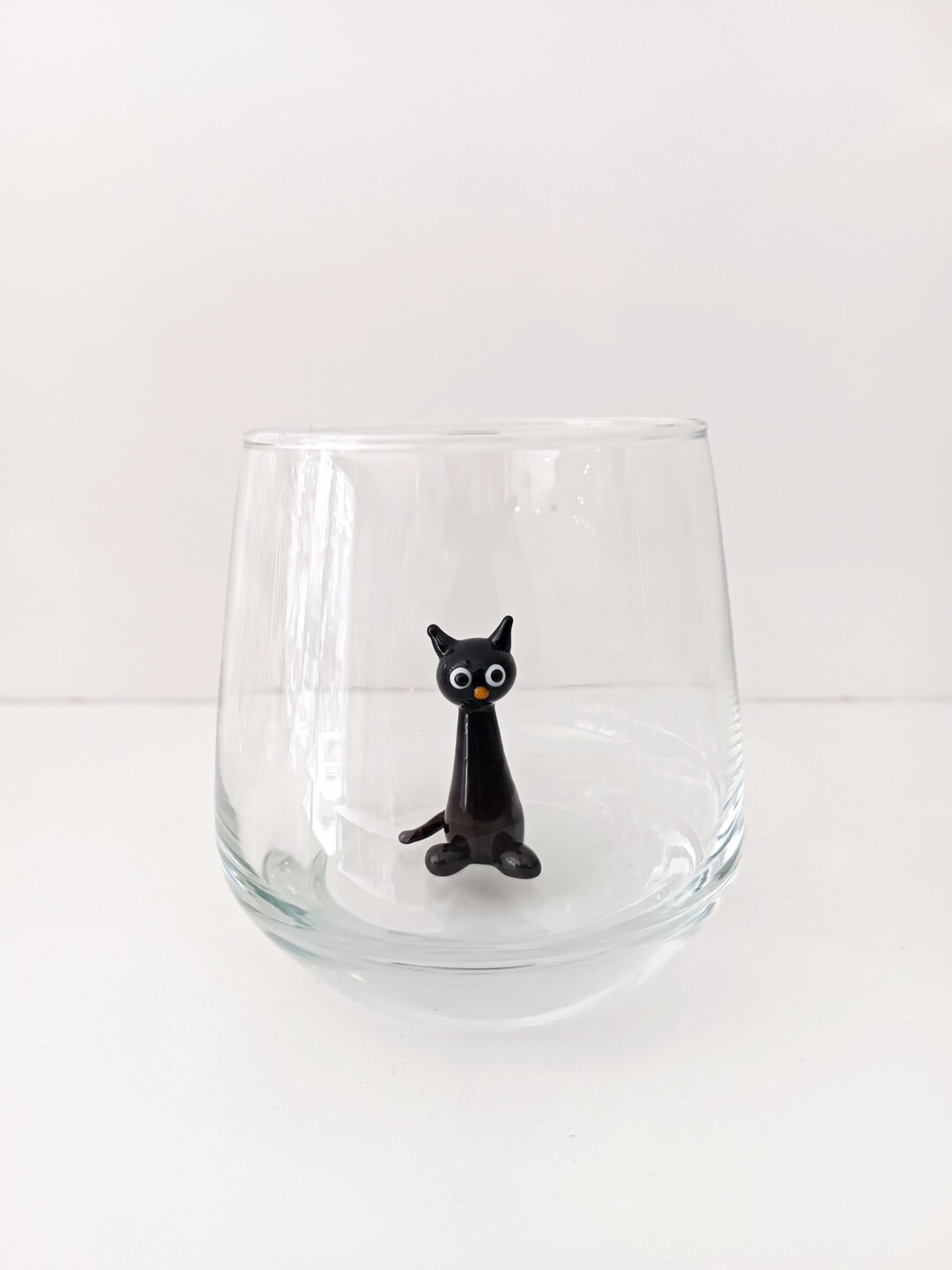 Cute Drink Glass With Glass Cat, Witchy Black Cat Glass Cup, Water Cup ...