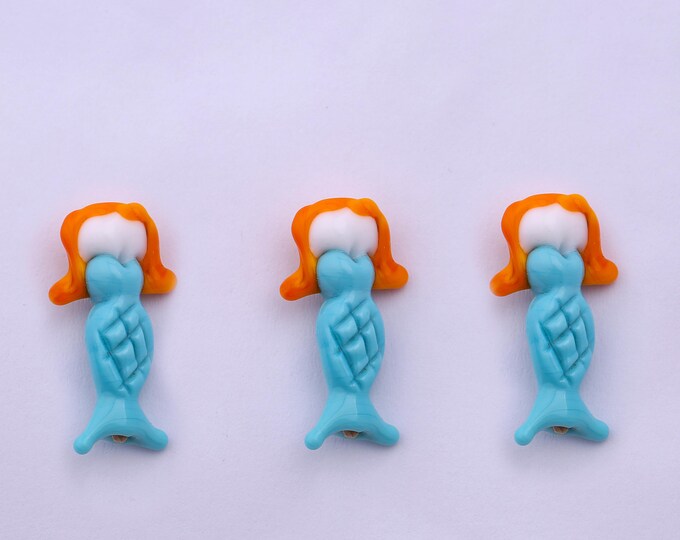 Glass Mermaid Spacer Bead, Lampwork Jewelry Supplies, Ocean Bead, DIY ...