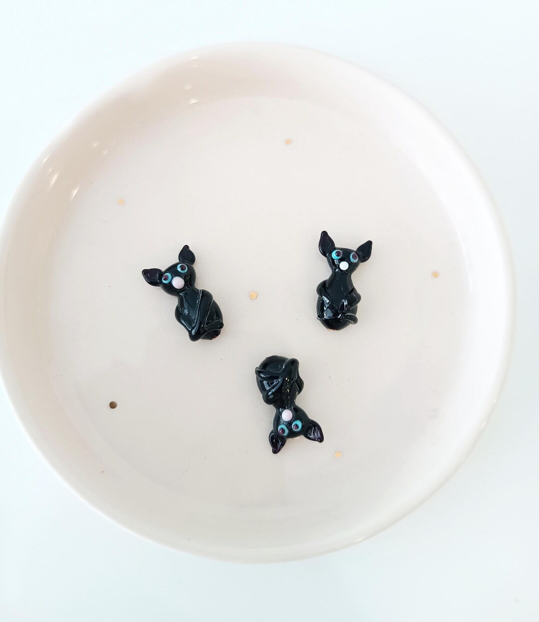 Murano Glass Black Bat Spacer Bead, Lampwork Fall Halloween Bead ...