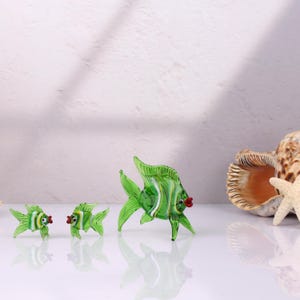 Art Glass Red Fish Set, Sea Animal Figurine, Hand Blown Fish, Glass ...