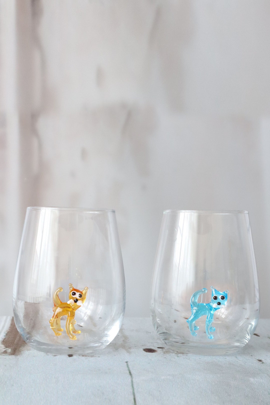 Funny Cat Handmade Drink Glass, Tiny Cat Mug, Kitty Mug, Water Glass ...
