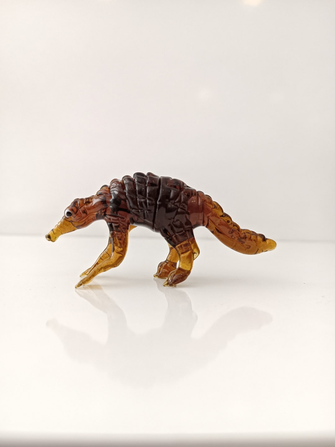 Pangolin Glass Figurine, Ant Eater Animal, Lampwork Figures, Blown ...