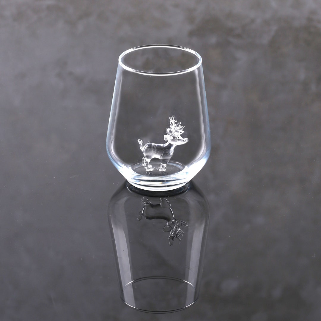 Clear Deer Stemless Wine Glass, Reindeer Glass Mug, Doe, Animal Tumbler ...