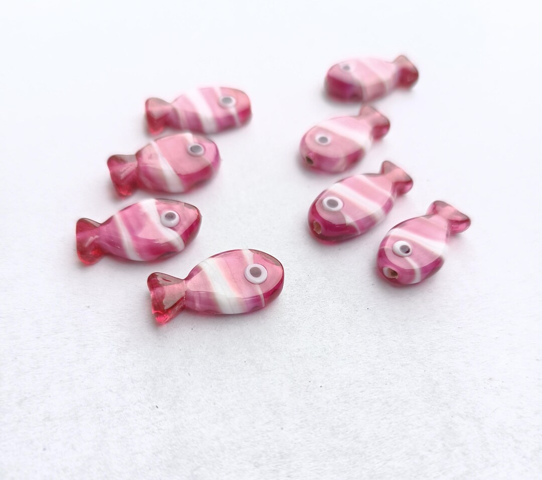 Murano Glass Pink Fish Spacer Bead, Lampwork Nautical Jewelry, DIY ...