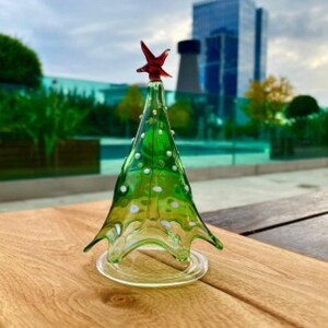 Hand Blown Glass Christmas Tree Ornament, Spinning Ornament, Rotating ...