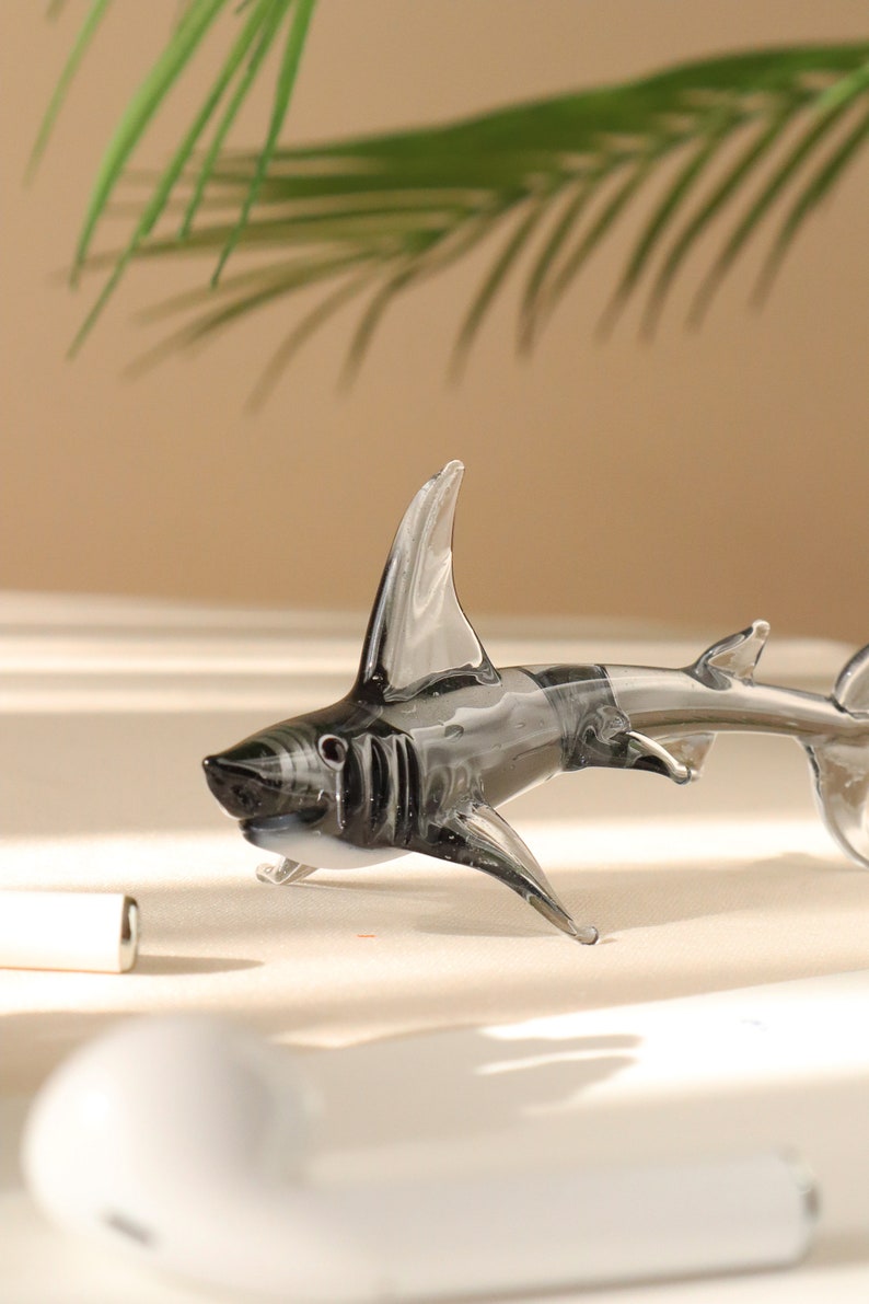 Glass Shark Figurine, Art Glass Fish, Blown Glass Shark, Shark ...