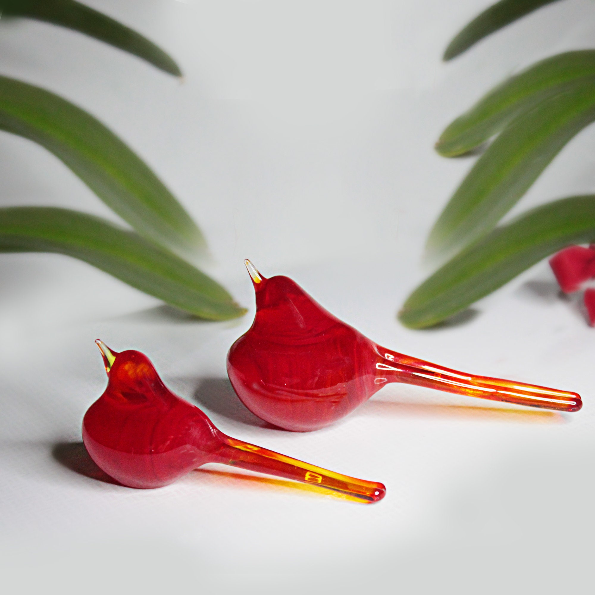 Glass Red Bird Sculpture Lampwork Glass Bird Murano Glass - Etsy