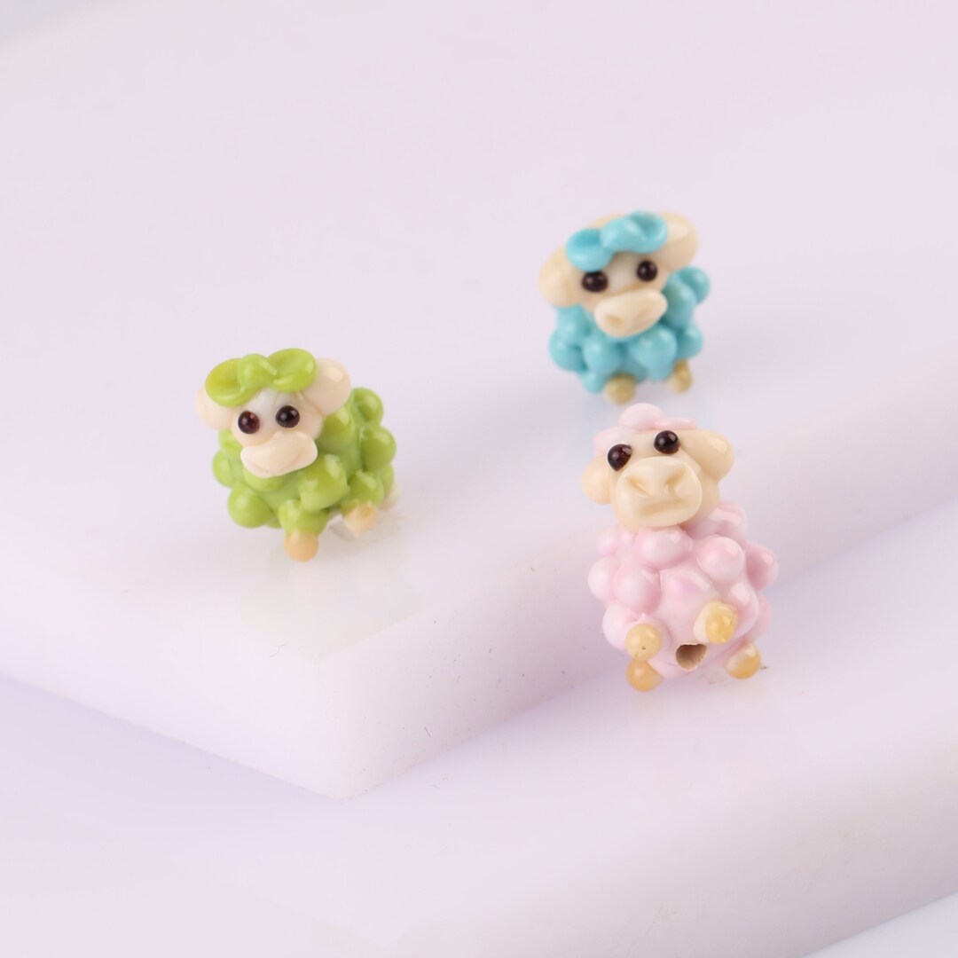 Murano Glass Sheep Bead, Lampwork Spacer Bead, Farm Animal Charm, Lamb ...