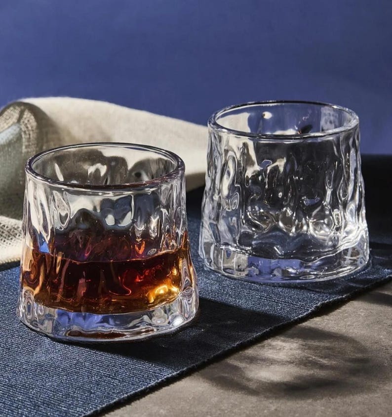 Spinning Whiskey Glass, Elegant Bourbon, Clear Scotch Glassware ...