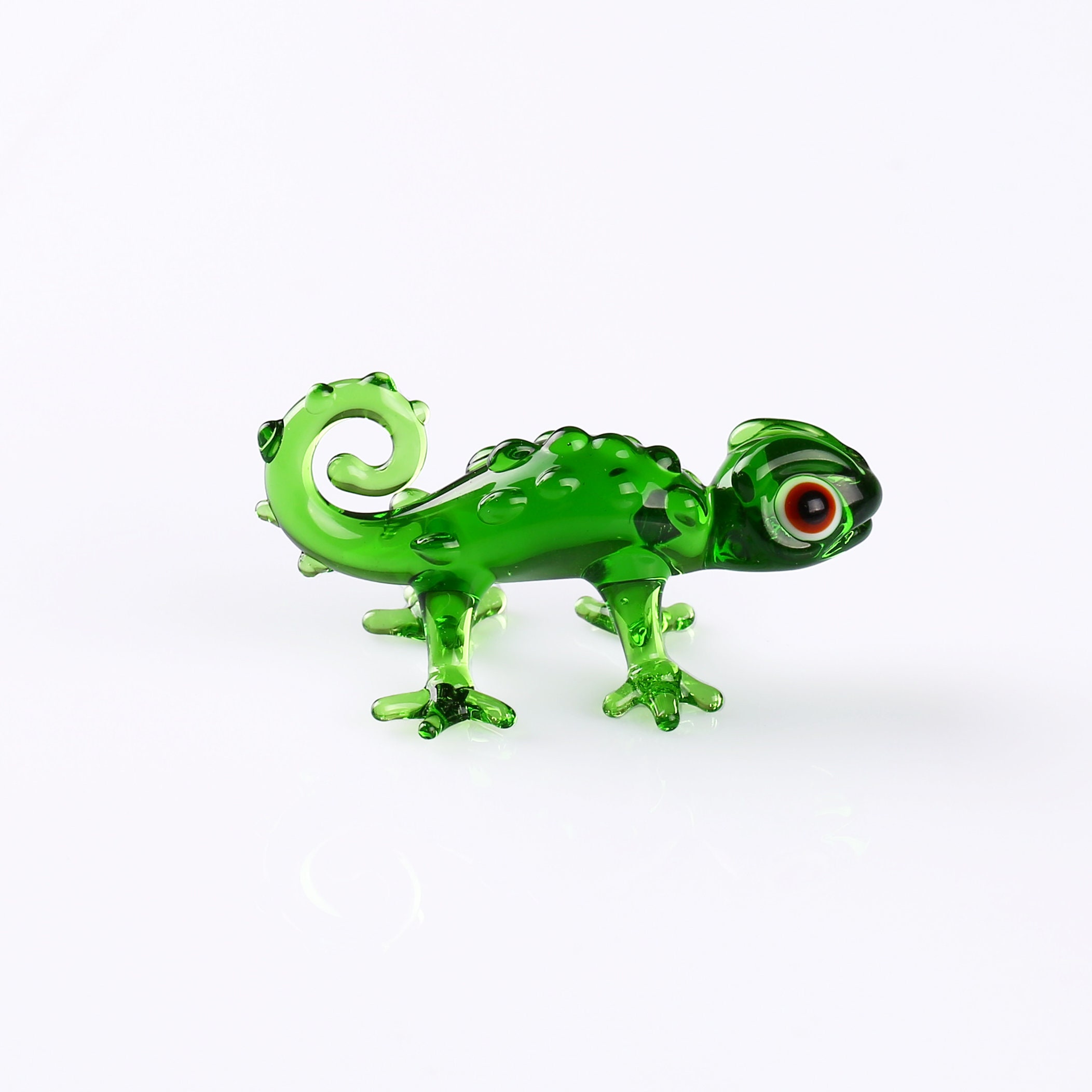 Green Chameleon Glass Miniature, Blown Glass Reptile, Lizard, Lampwork ...