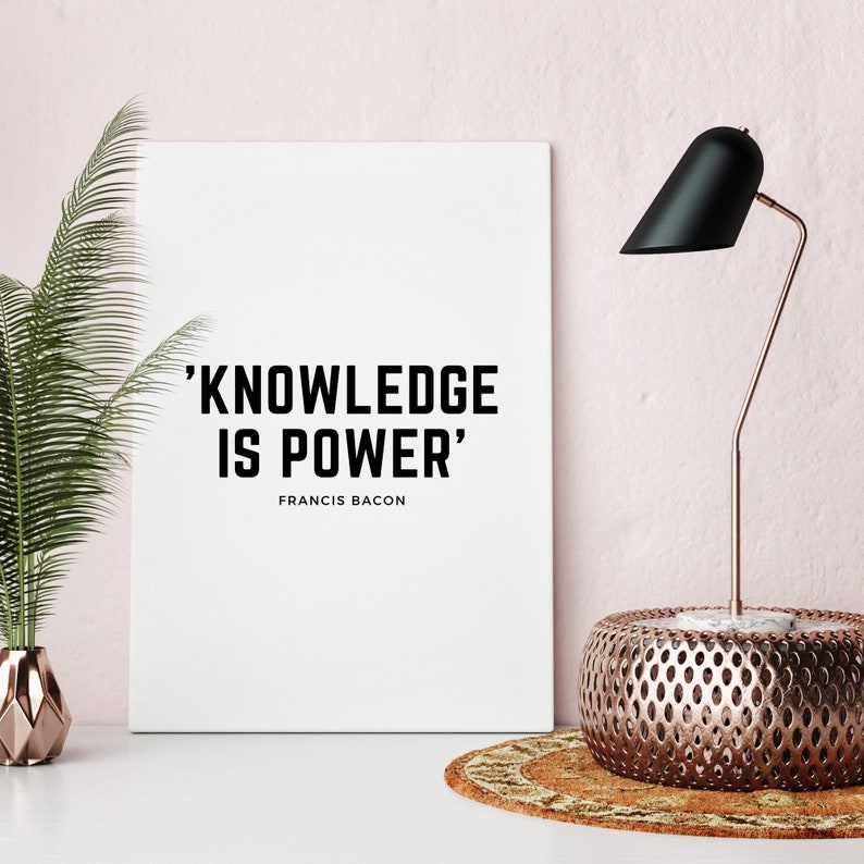 Knowledge Is Power Quote Wall Art Digital Printable | Etsy