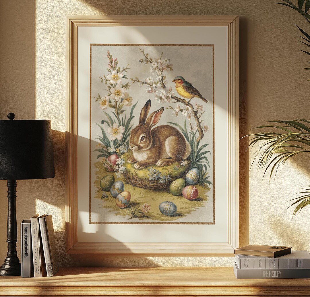 Vintage Easter Bunny Art Print | Antique Spring Rabbit Illustration ...