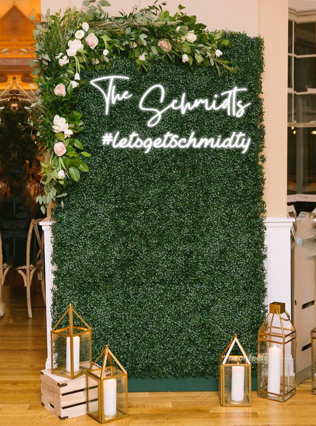 Last Name With Hashtag In Neon Lights Custom Wedding Reception LED Last Name With Hashtag In Neon Lights Custom Wedding Reception LED