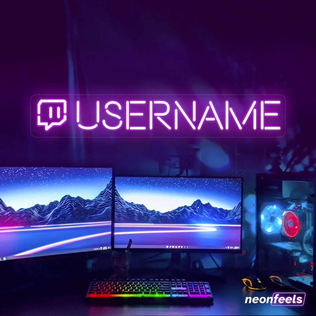 Custom Username Neon Sign, Gaming Decor, Twitch Neon Sign, Personalized ...
