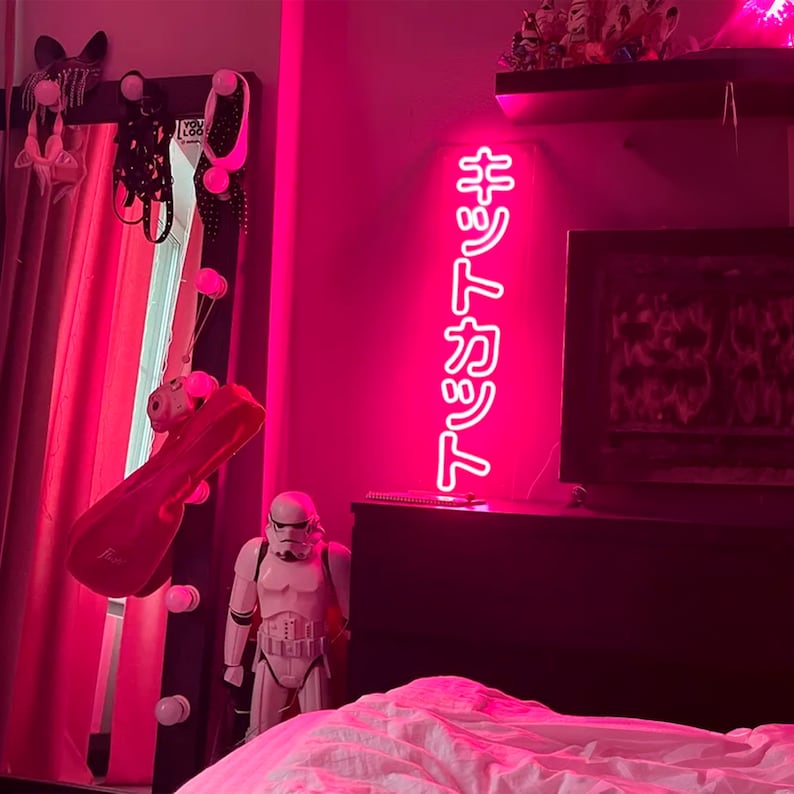 Japanese Neon Light Lamp, LED Neon Sign for Wall, Custom Art Pink Sign ...
