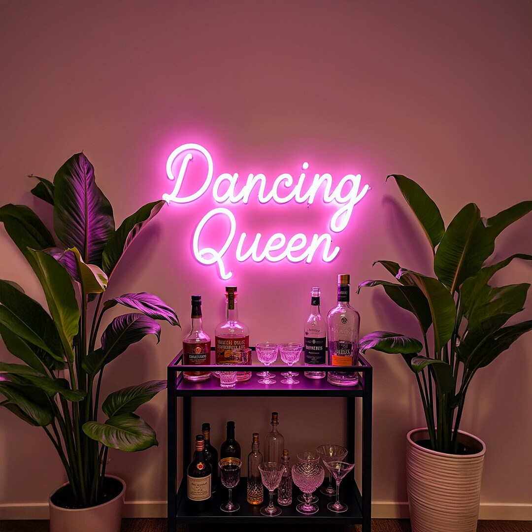 Dancing Queen - LED Neon Sign, Hot Pink Light in Flowing Script ...