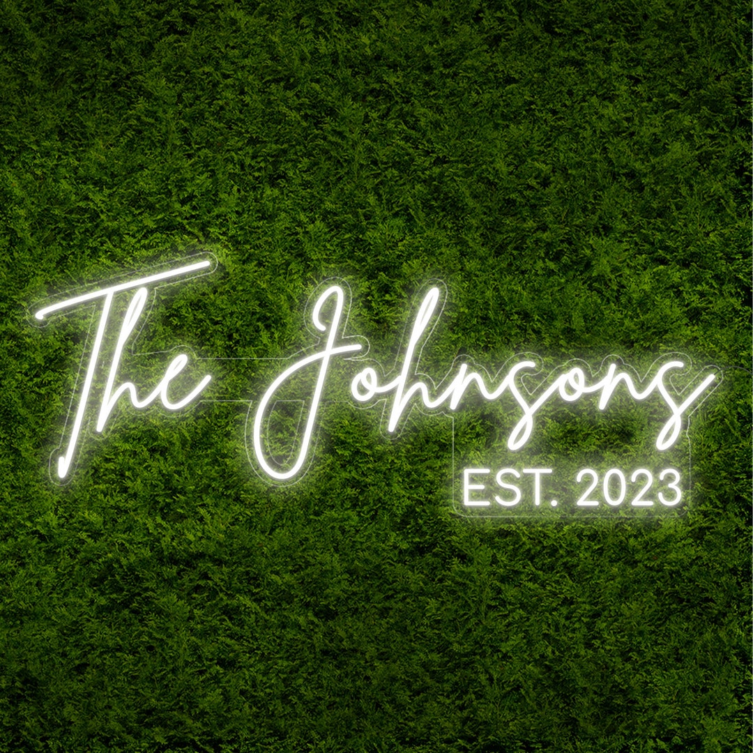 Last Name Neon Sign With EST Year Classic Style Signage for - Etsy ...