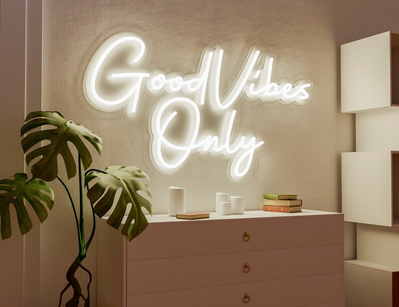Good Vibes Only Neon Sign, Aesthetic Decor Accent, LED Neon Sign, Mood ...