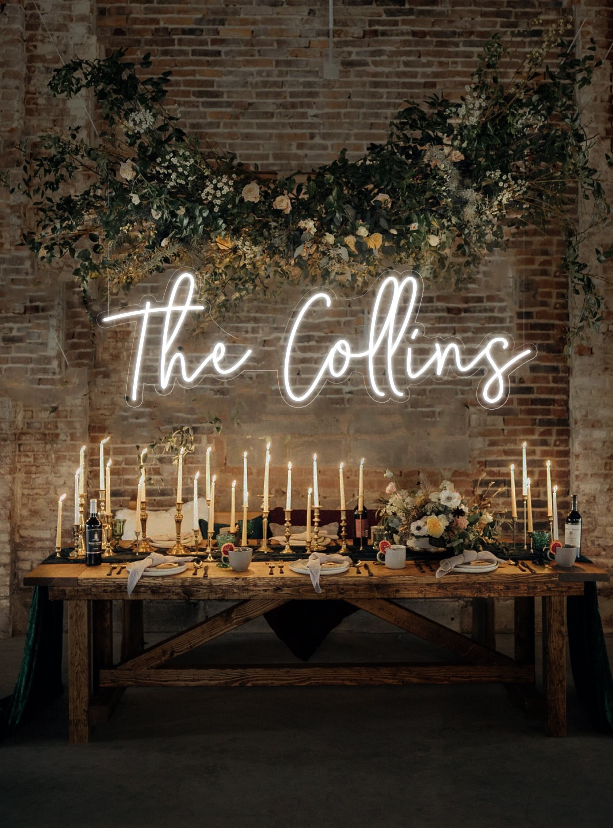 Last Name in Neon Lights - Custom Wedding Reception Sign for Backdrop ...