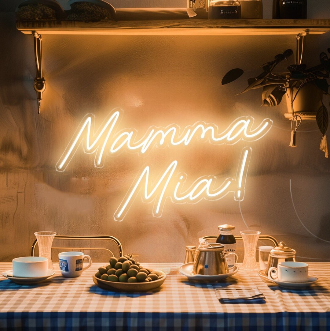 Neon Light up Sign for Wall - Mamma Mia - Italian Kitchen Decor LED ...