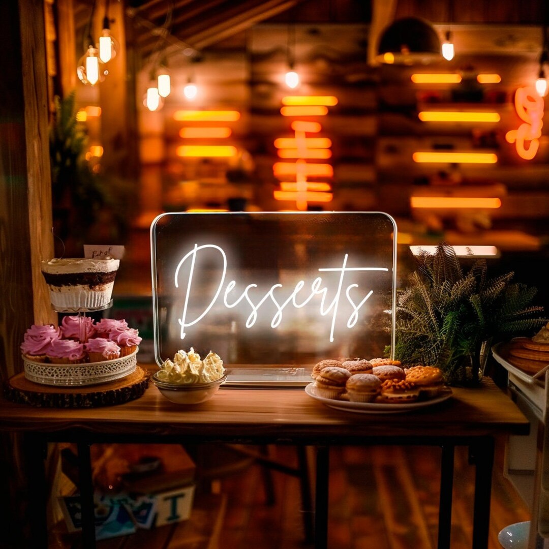 Table Neon Sign With Stand for Dessert Table Display, Custom LED Neon ...