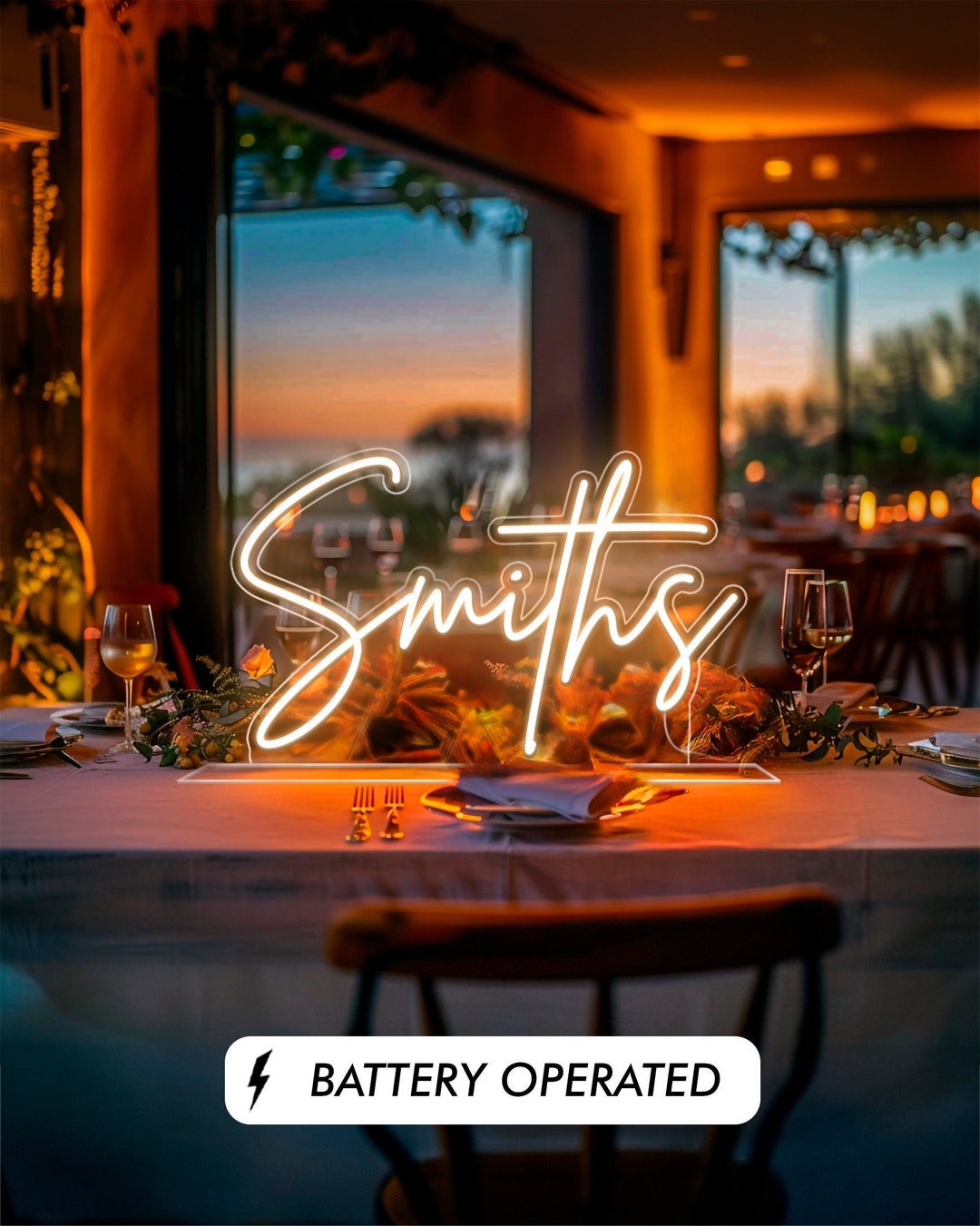 Table LED Neon Sign With Battery, LED Neon Lights With Acrylic Stand ...