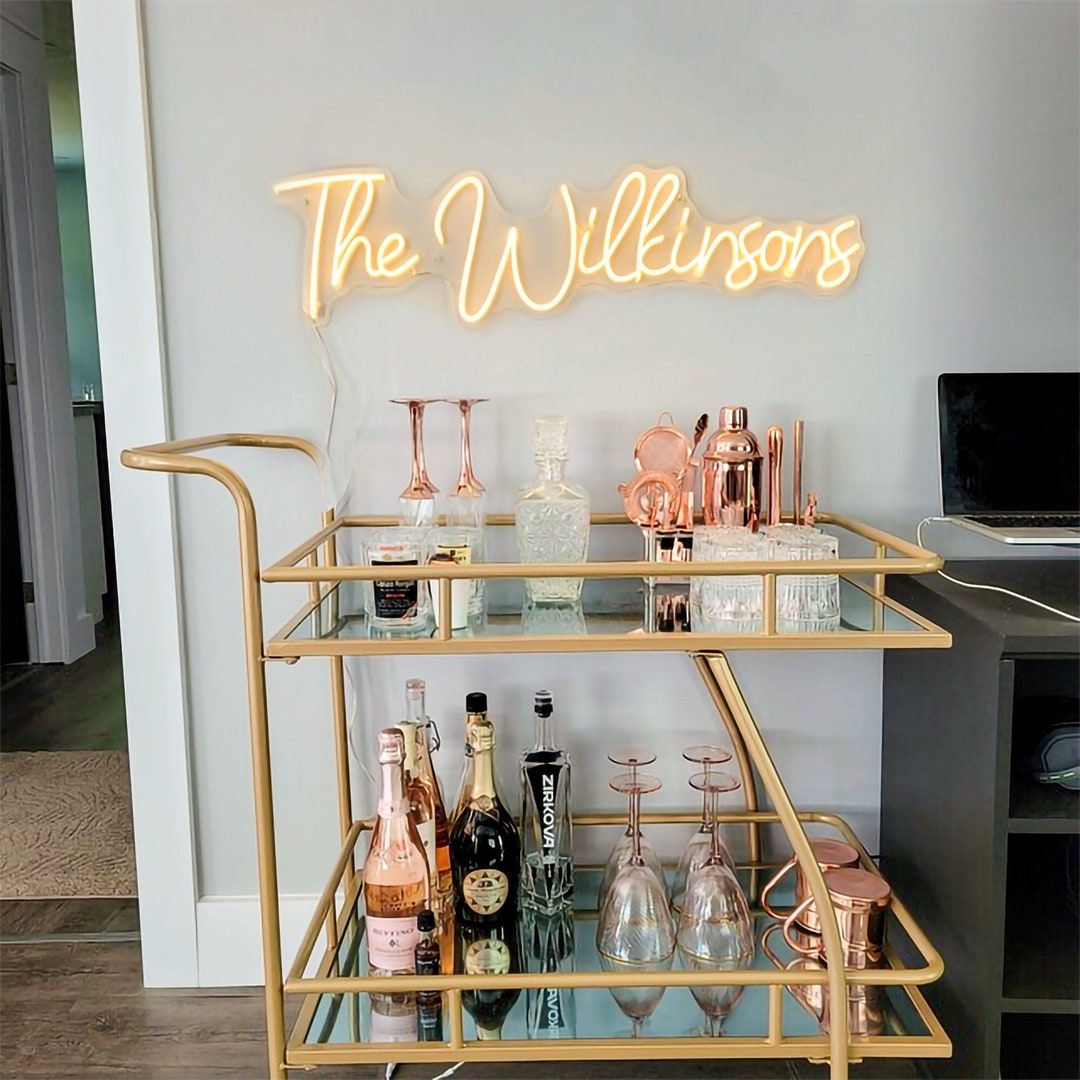 Custon Neon Sign for Bar Cart, Personalized LED Neon Sign to Hang Above ...