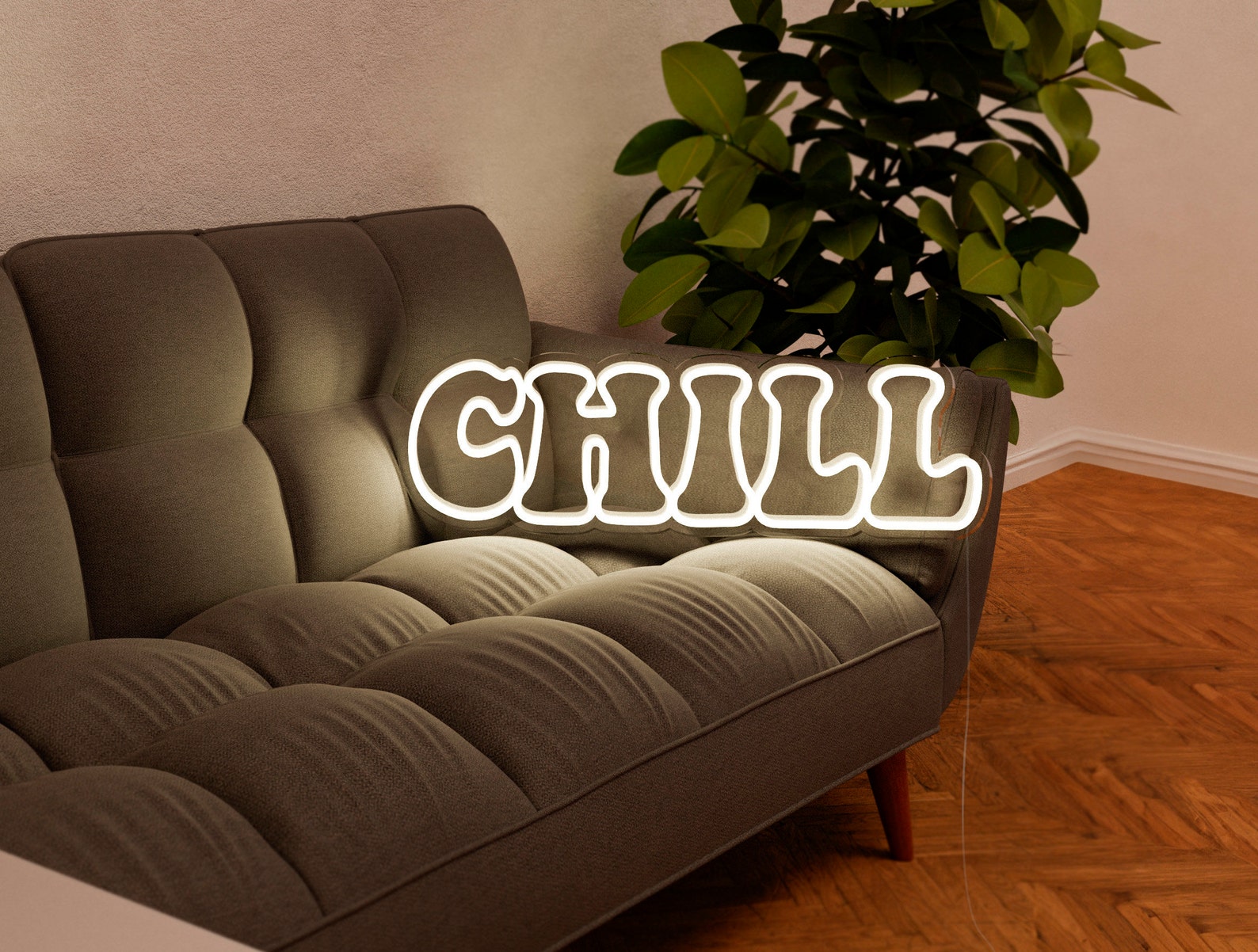 Chill Neon Sign, Positive Vibes Happiness Quote, Aesthetic Light up ...