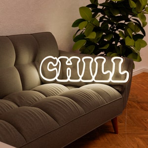 Chill Neon Sign, Positive Vibes Happiness Quote, Aesthetic Light up ...
