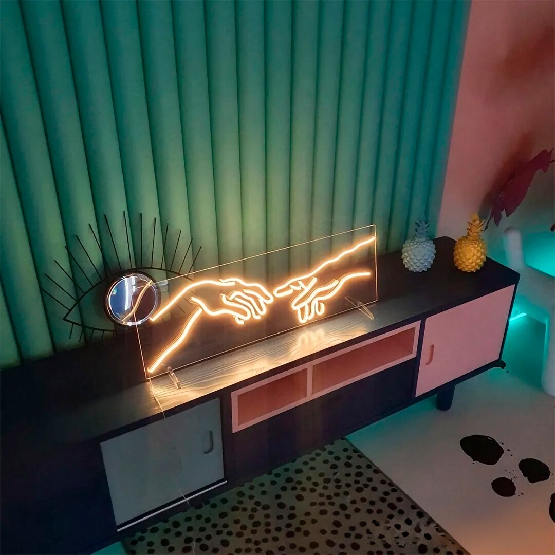 Creation of Adam - Neon Sign, LED Neon Illuminated Sign for Wall or ...
