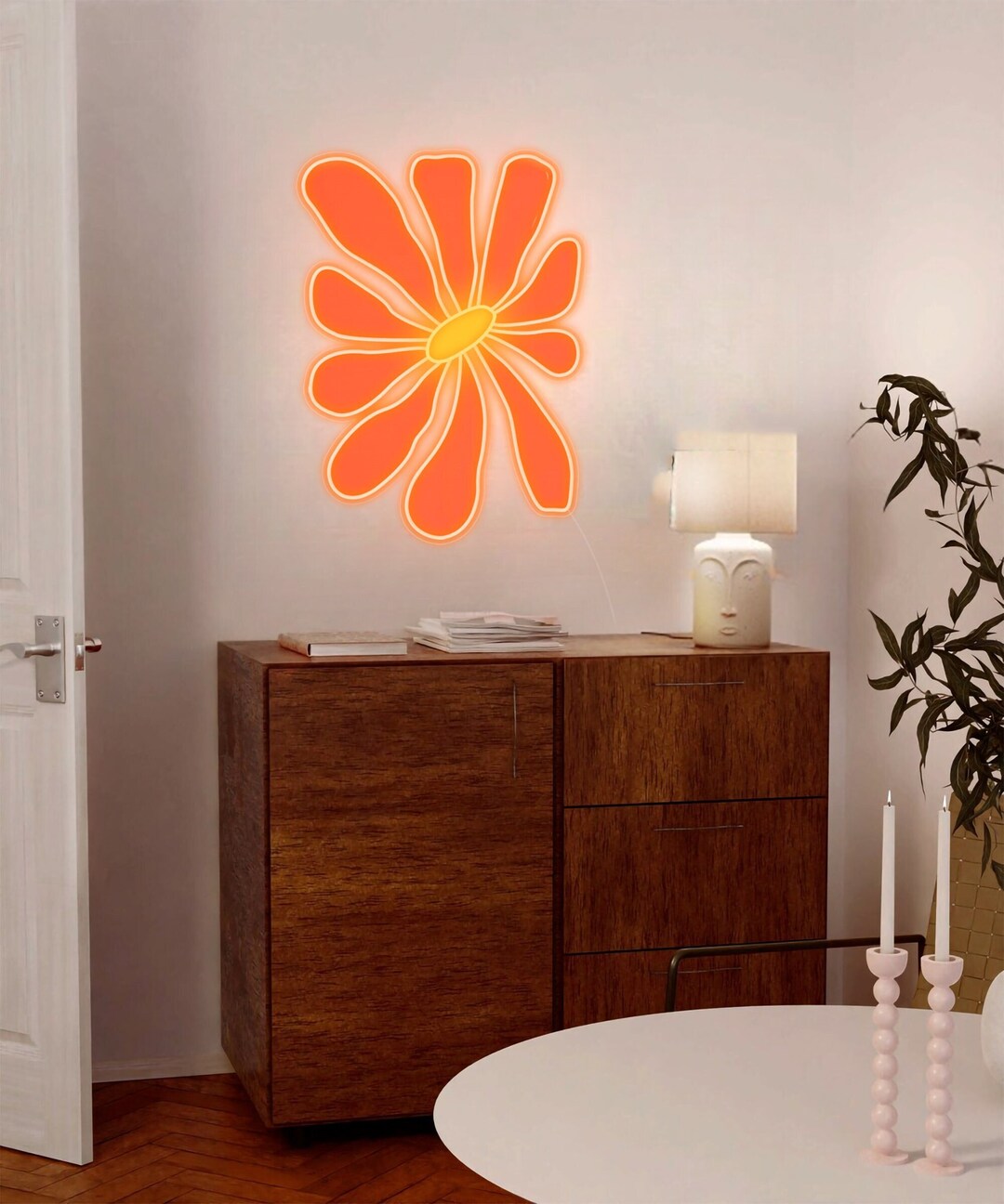 Orange Sunflower - Neon Sign With Print - LED Neon Sign With UV Print ...