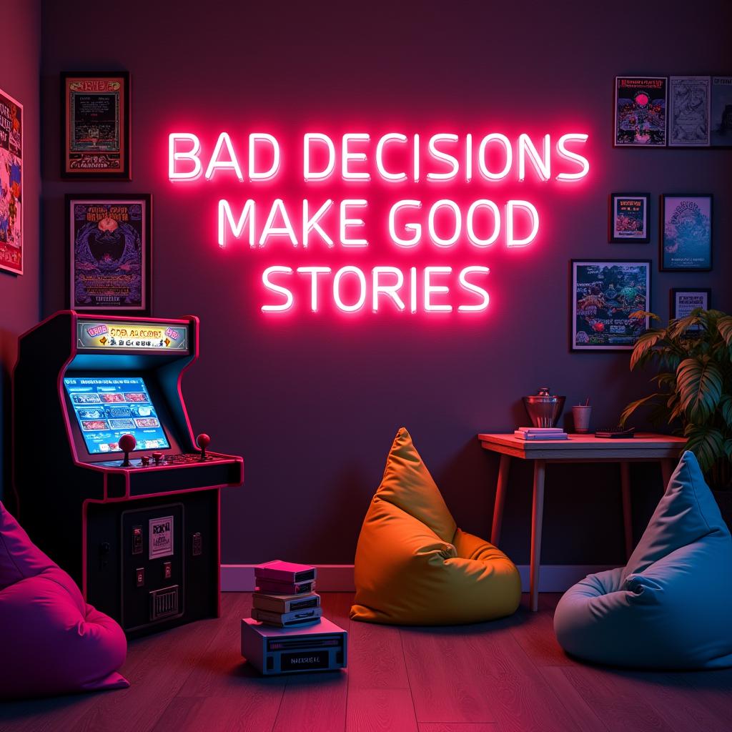 LED Neon Sign - Bad Decisions Make Good Stories, Playful Motivational ...