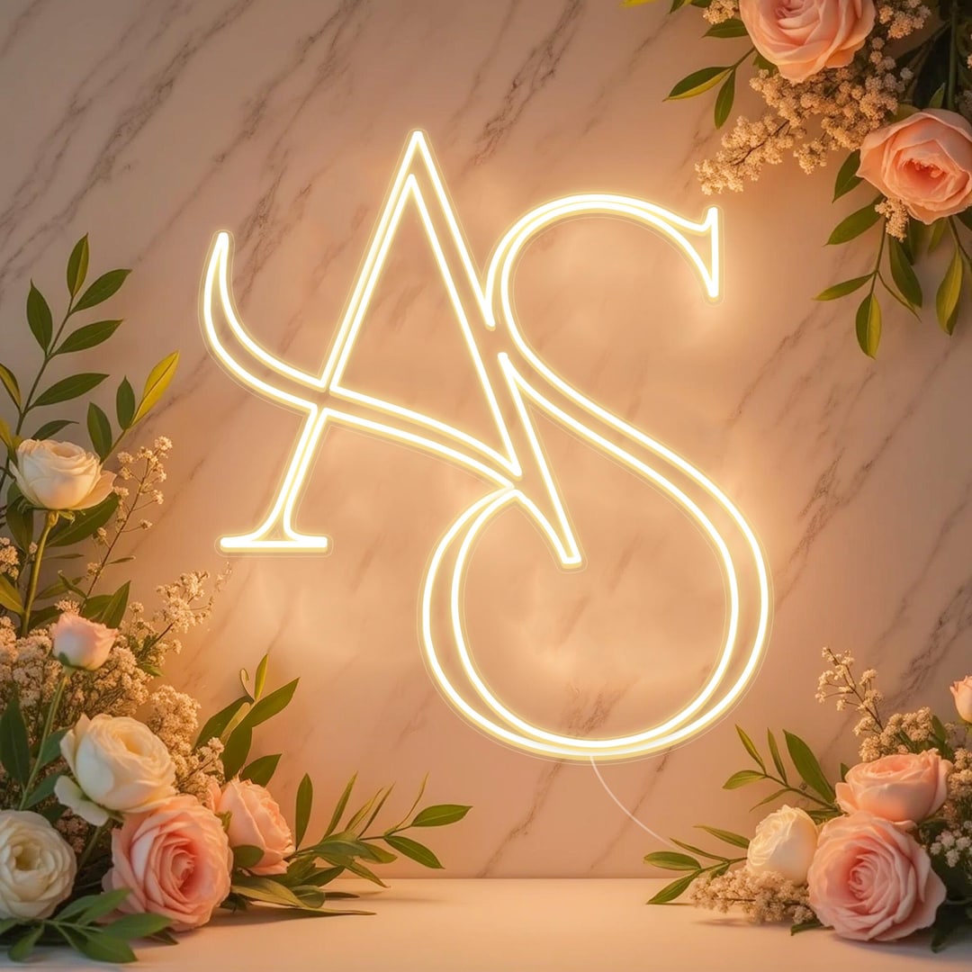 Personalized Monogram Neon Light With Couple's Initials – Elegant ...