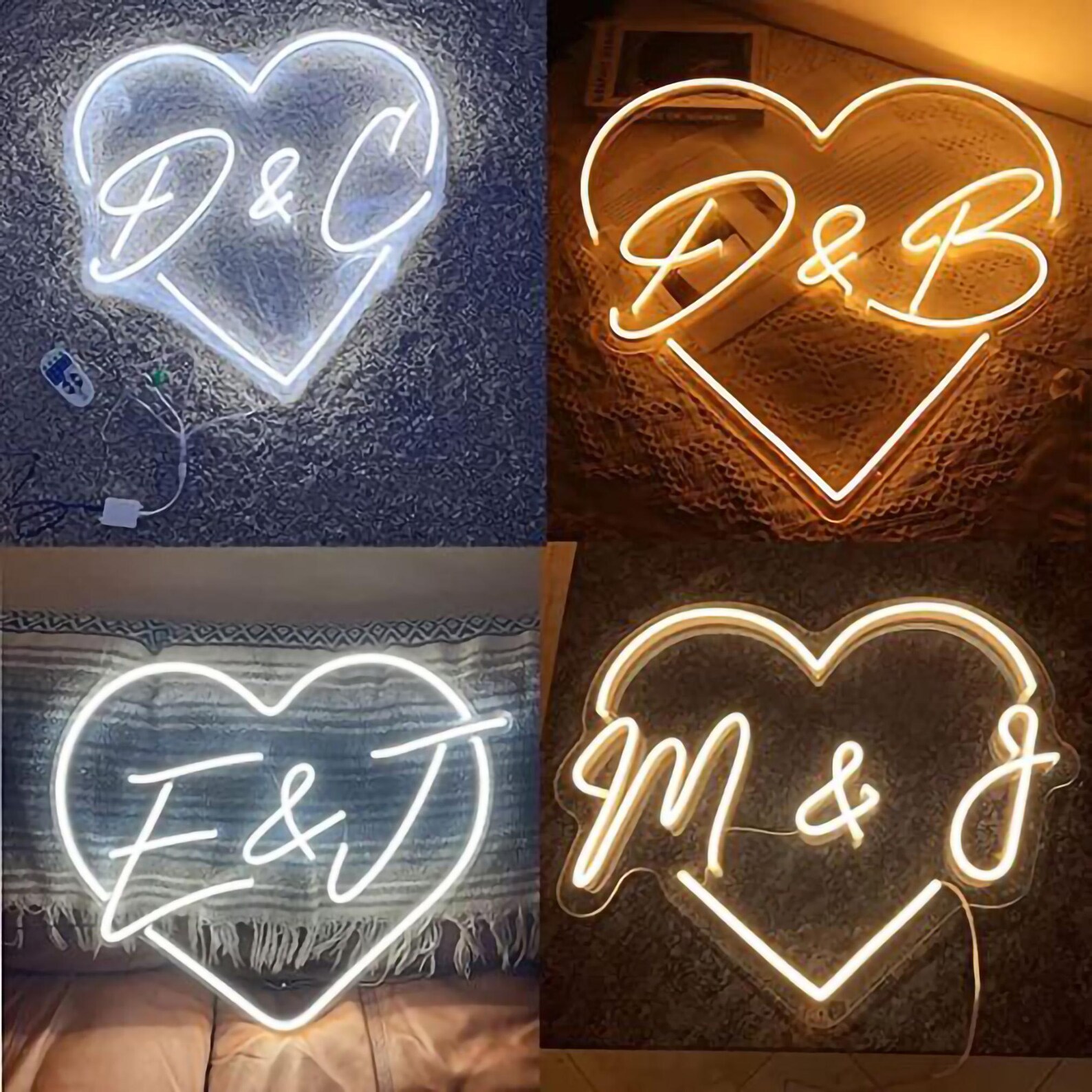 Personalized Monogram Neon Light With Couple's Initials – Elegant ...