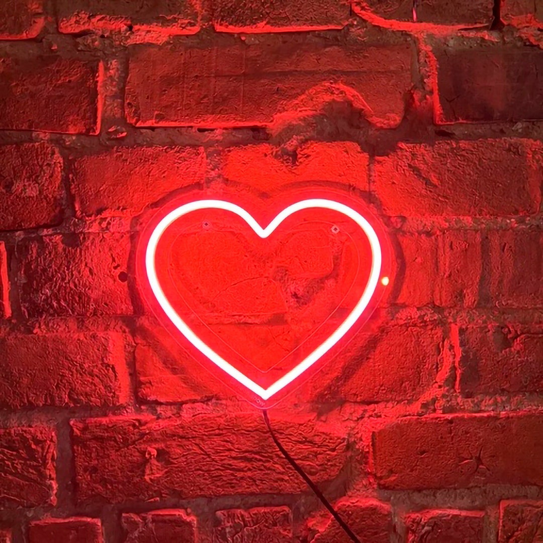 Red Heart Mini Neon Sign, Valentine's Day LED Love Lights for Wall ...