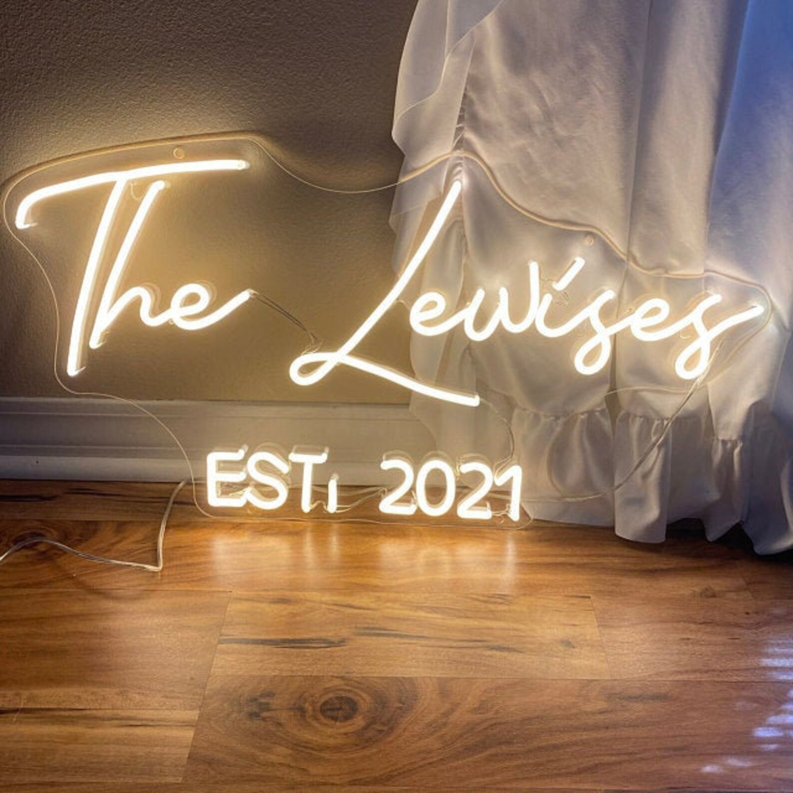 Wedding neon sign with EST year for backdrop reception | Etsy