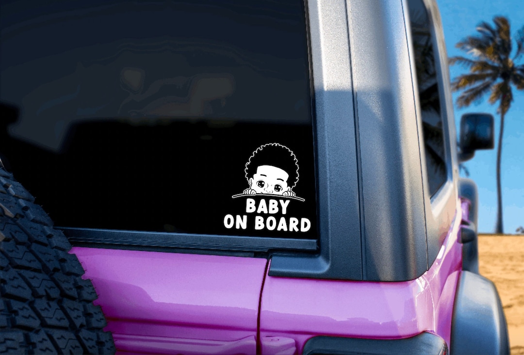 Baby on Board Car Decal | Baby on Board Sticker | Afro Car Sticker ...