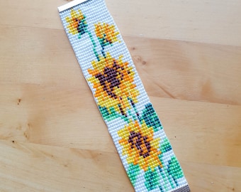 Sunflower Bead Loom Bracelet - Etsy