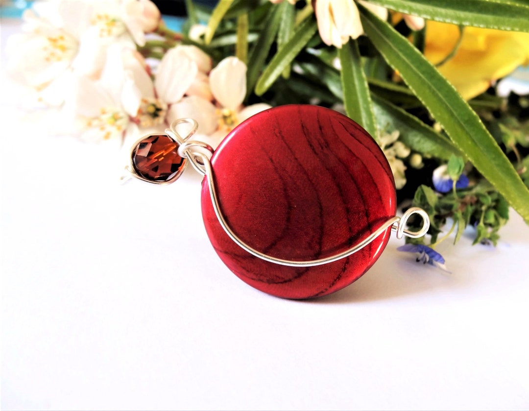 Bird Brooch, Handmade Red Brooch, Colourful Glass Beads Brooch, Lapis ...