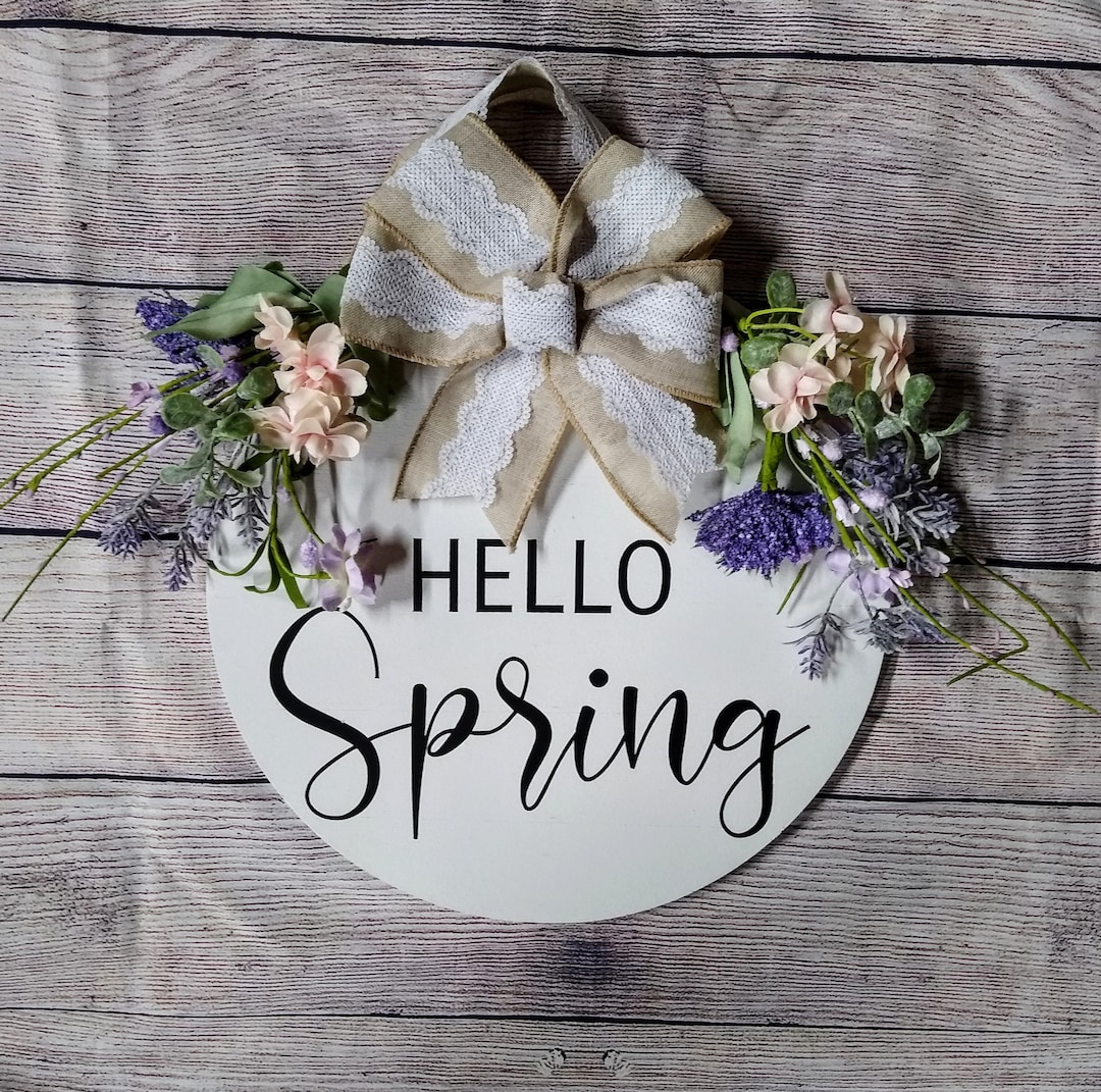 Spring Door Hanger Hello Door Hanger Door Decor Spring Welcome Sign ...
