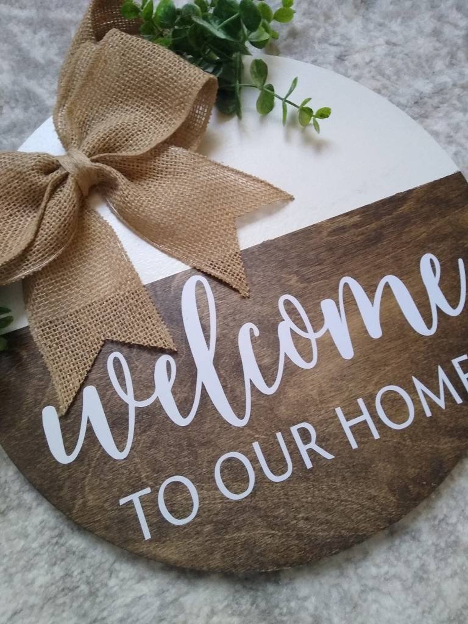 Welcome Round Wood Door Hanger Front Door Welcome Sign - Etsy